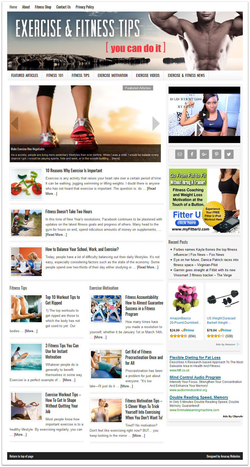 Exercise and Fitness Website | Amaraq Websites